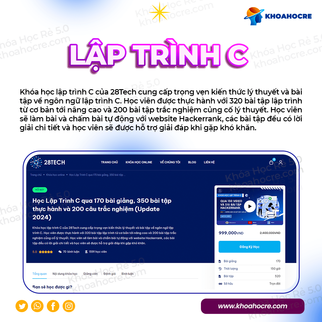 Khóa Học Ngôn Ngữ Lập Trình C 2024 | 28Tech