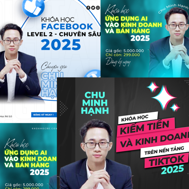 Combo 3 Khóa Học Chu Minh Hạnh (Facebook, Kinh Doanh, AI) 2025 Mới Nhất